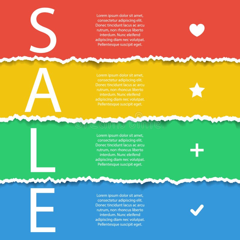 Color Sale Poster. Torn Paper Effect. Stock Vector - Illustration of ...