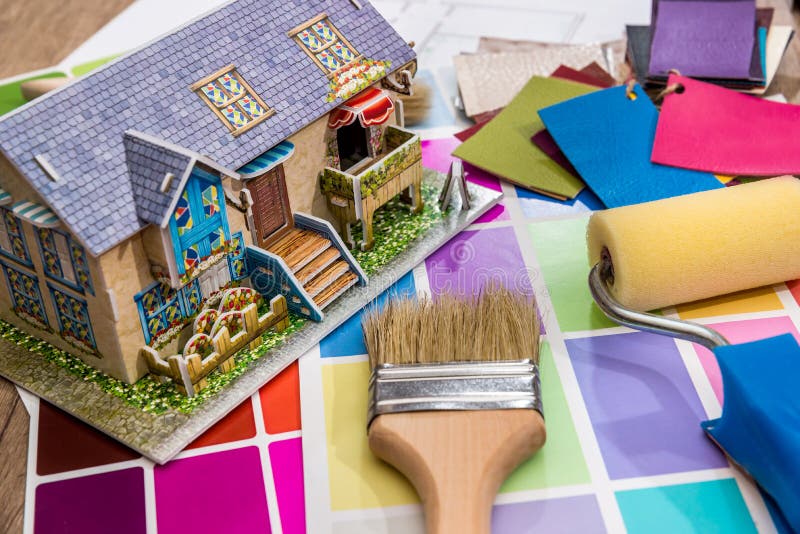 Color Sampler with House Plan Stock Photo - Image of samples, home ...