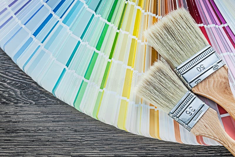 Color Sampler Paint Brushes on Wood Board Stock Photo - Image of ...