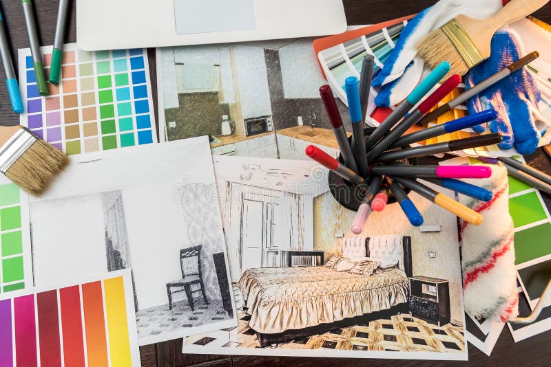 Color Samples and Blueprint As Architecture, Interior Design and ...