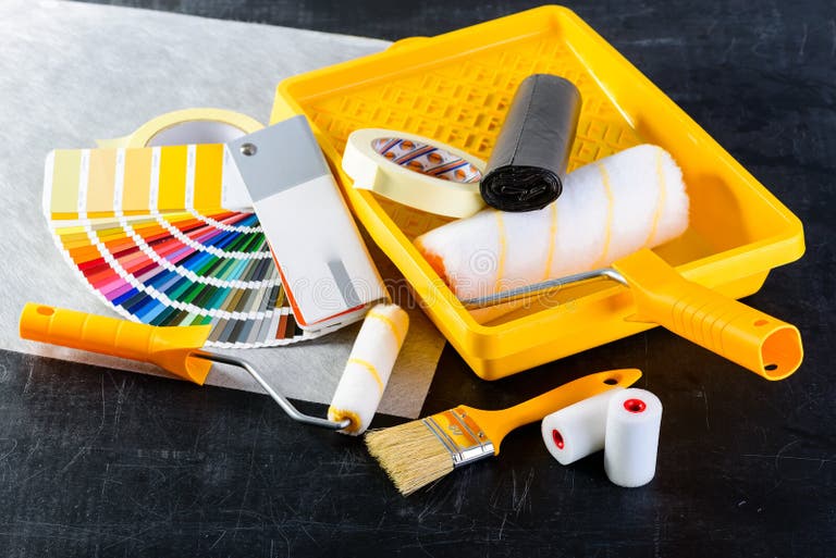 Color Samples Catalog, Brush, Paint Tray and Paint Rollers, Diff Stock ...