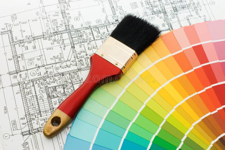 Color Samples for Selection with House Plan Stock Photo - Image of ...