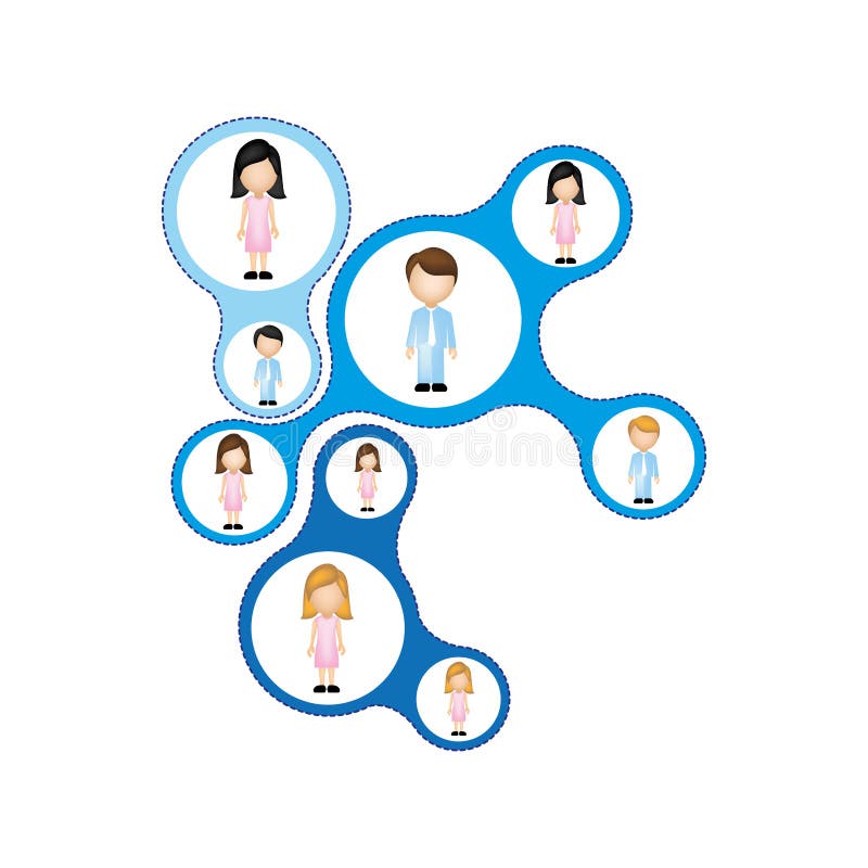 Color Schematic Figure with Faceless Working Group Stock Illustration ...