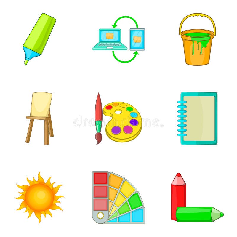 Color Scheme Icons Set, Cartoon Style Stock Vector - Illustration of ...