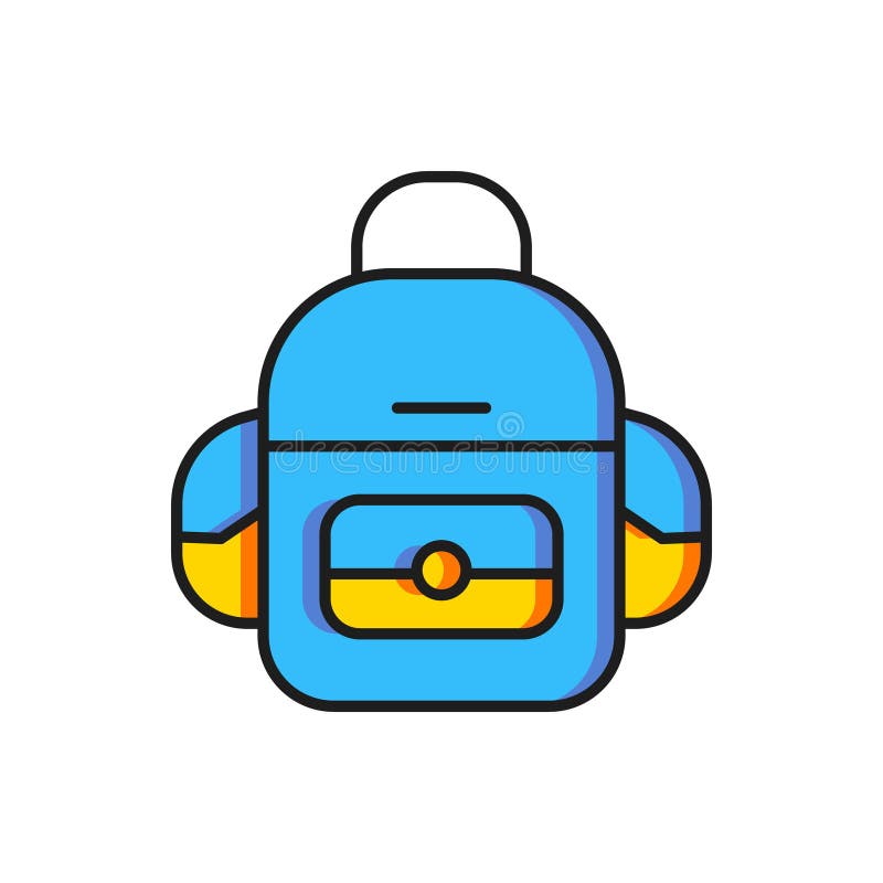 Color School Backpack Icon Isolated on White Background. Flat Filled ...