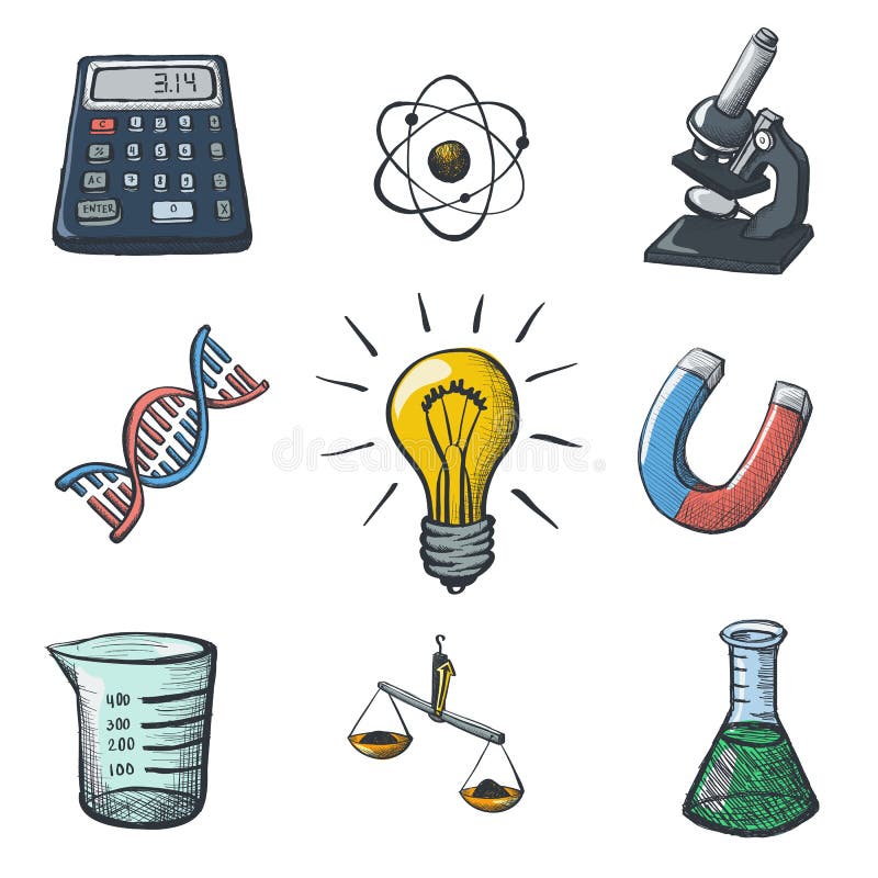Science Icons Sketch stock vector. Illustration of magnifying - 35643117