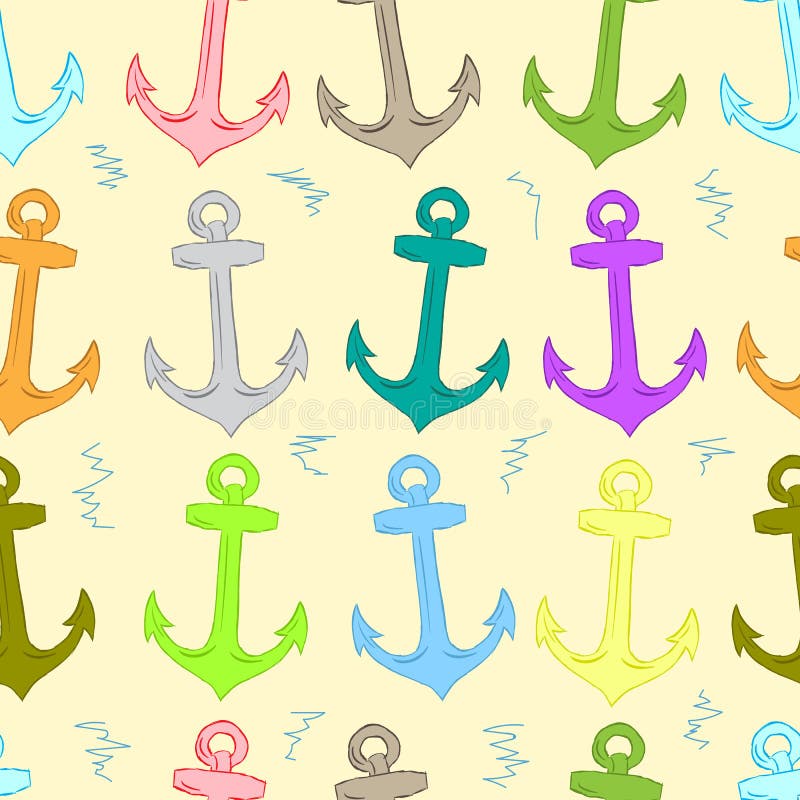 Color seamless anchors stock vector. Illustration of naval - 59674738