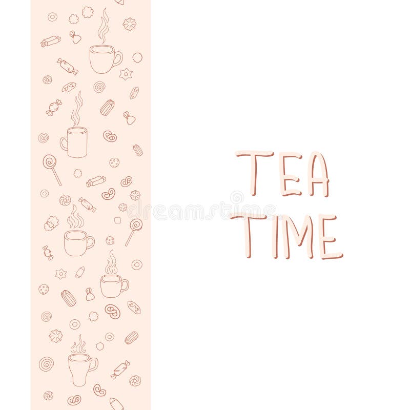 Color Seamless Border Tea Time Stock Illustration - Illustration of ...