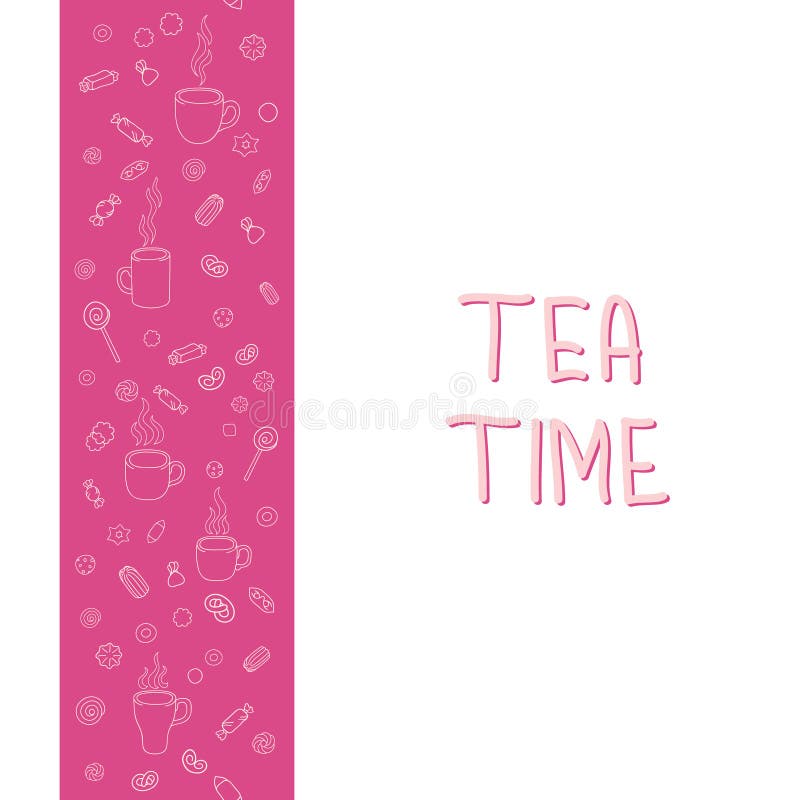 Color Seamless Border Tea Time Stock Illustration - Illustration of ...