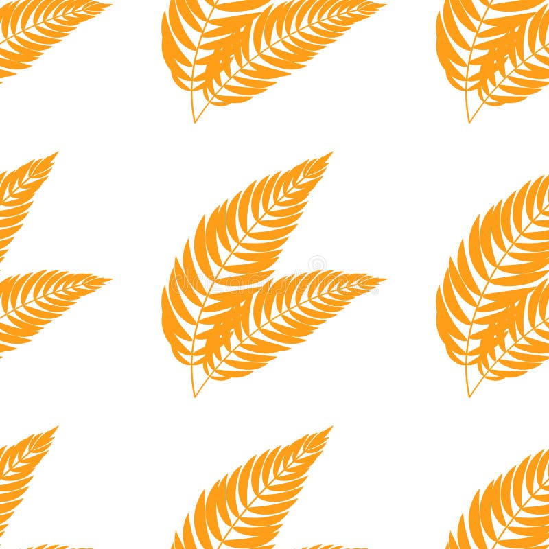 Color Seamless Pattern of Flat Abstract Isolated Orange Leaf Curving in ...