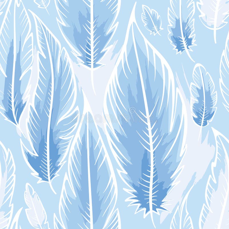Background with Blue Feathers Stock Vector - Illustration of pattern ...
