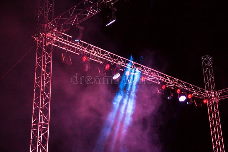 Color Searchlight at a Concert at Night Stock Photo - Image of ...