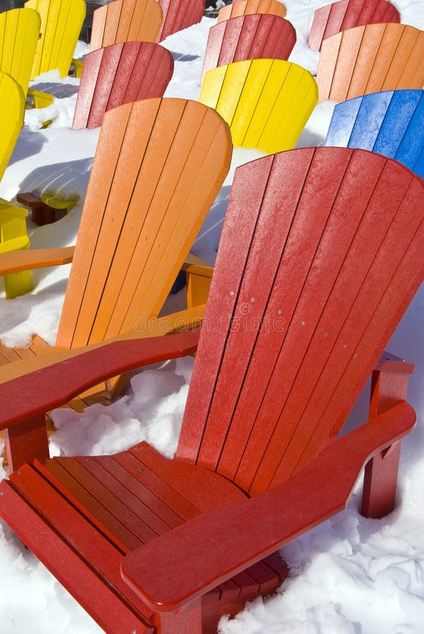 Multi-colored Metal Lawn Chairs. Stock Photo - Image of lavender ...