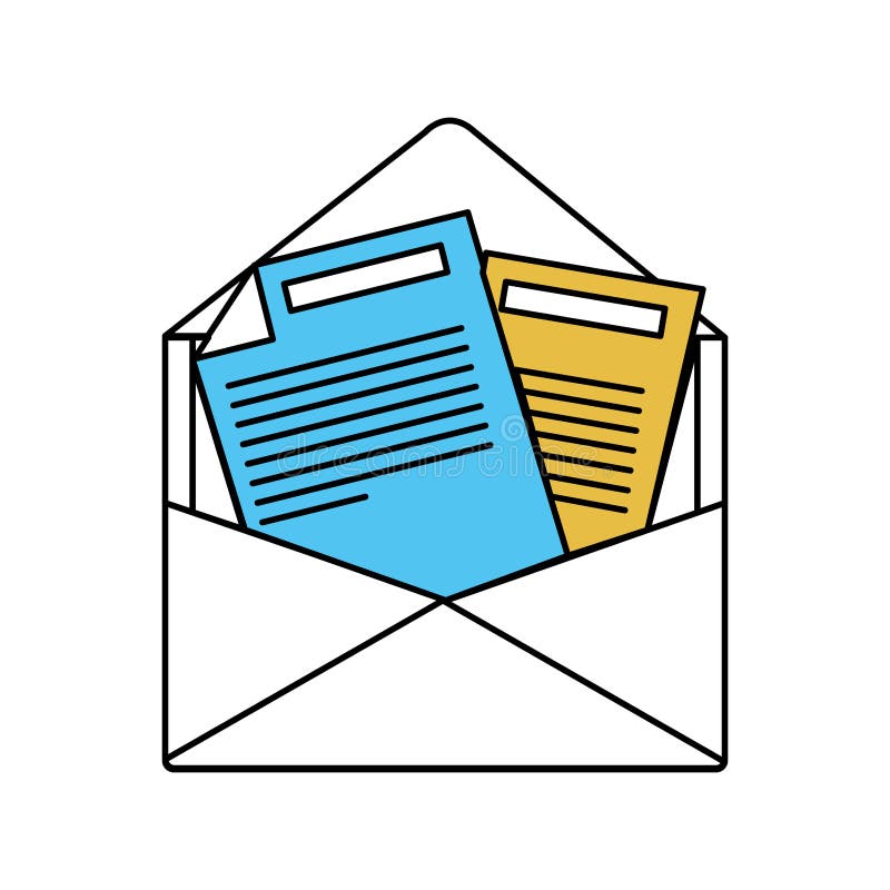 Color Sectors Silhouette of Opened Envelope Mail Stock Vector ...