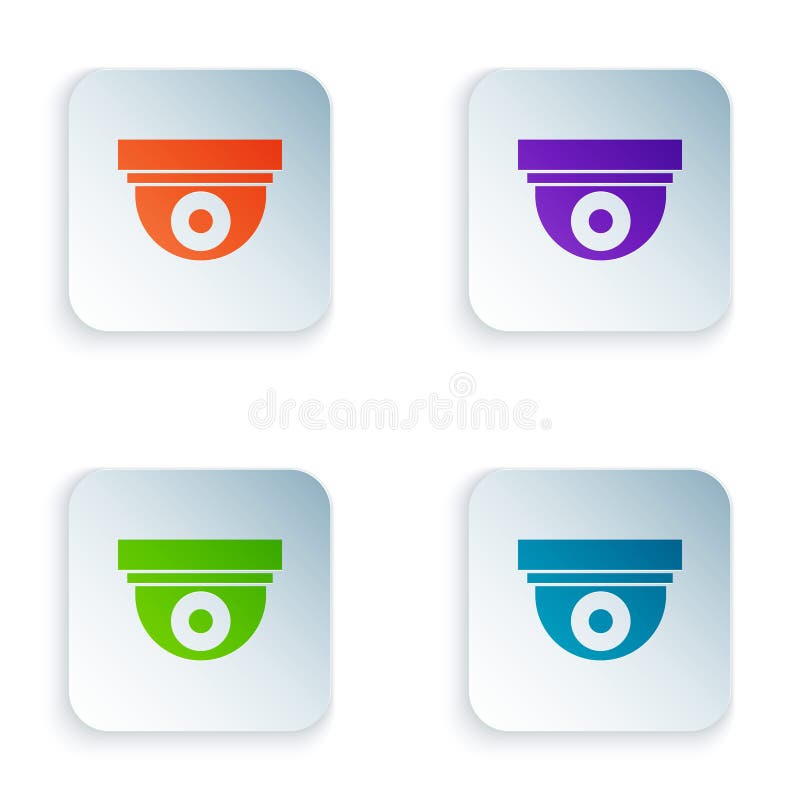 Color Security Camera Icon Isolated on White Background. Set Colorful ...