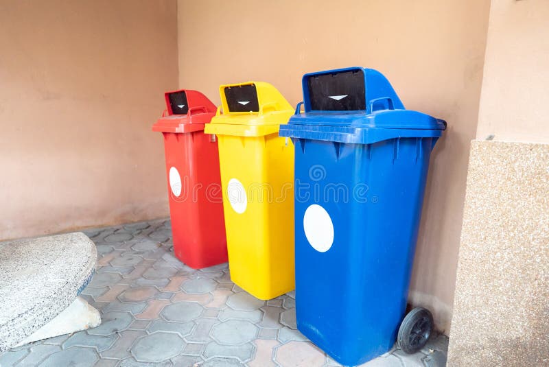Color-segregated Bins for Proper Waste Separation Stock Image - Image ...