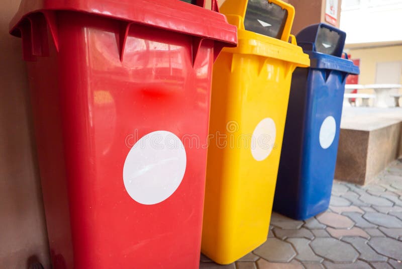 Color-segregated Bins for Proper Waste Separation Stock Photo - Image ...