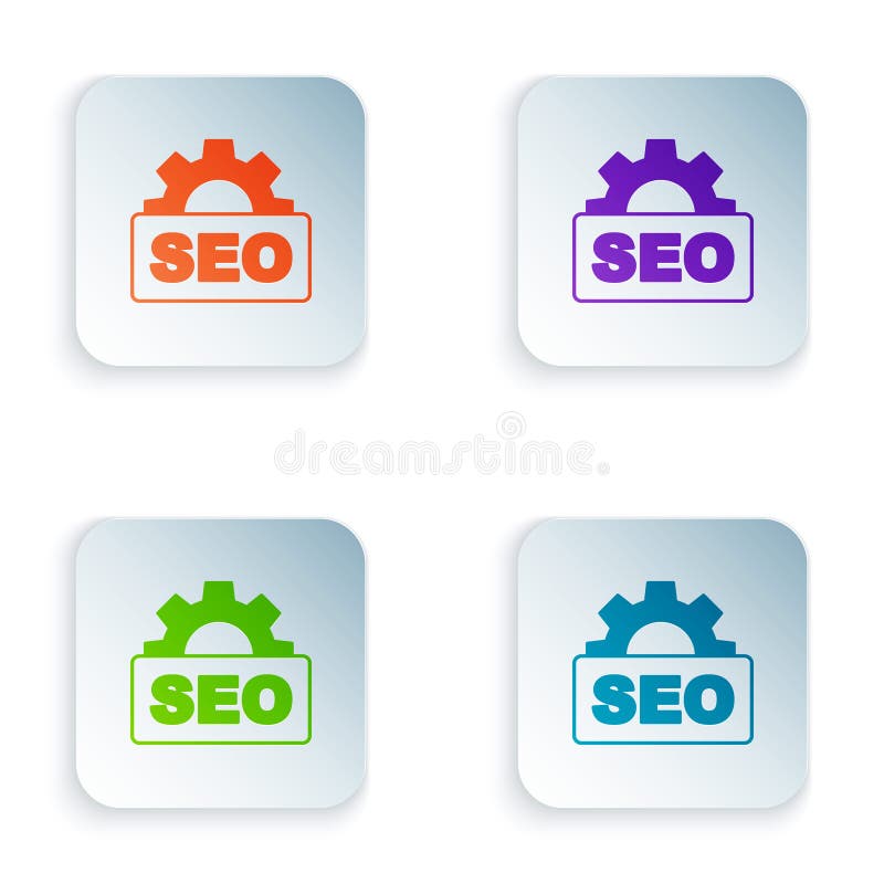 Color SEO Optimization Icon Isolated on White Background. Set Colorful ...