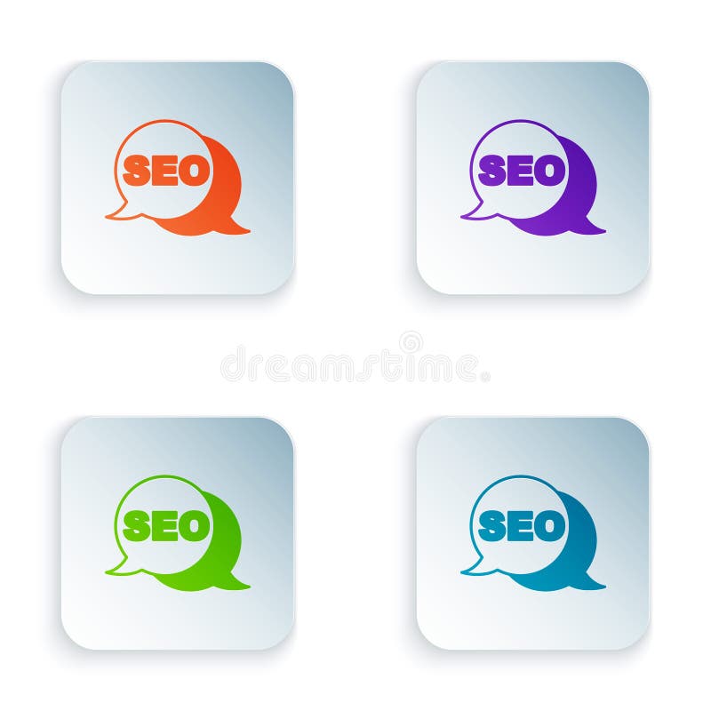 Color SEO Optimization Icon Isolated on White Background. Set Colorful ...