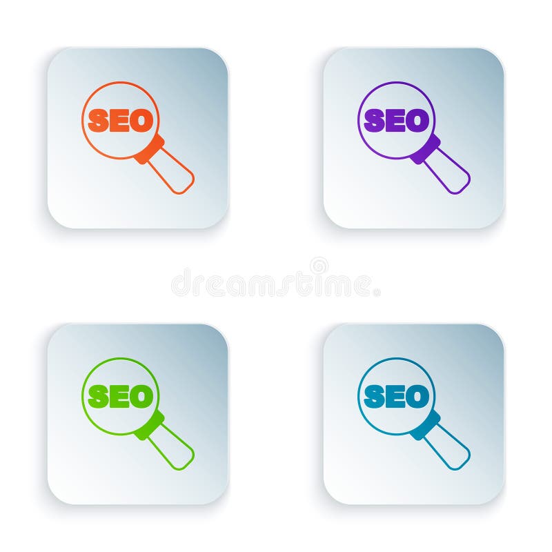 Color SEO Optimization Icon Isolated on White Background. Set Colorful ...