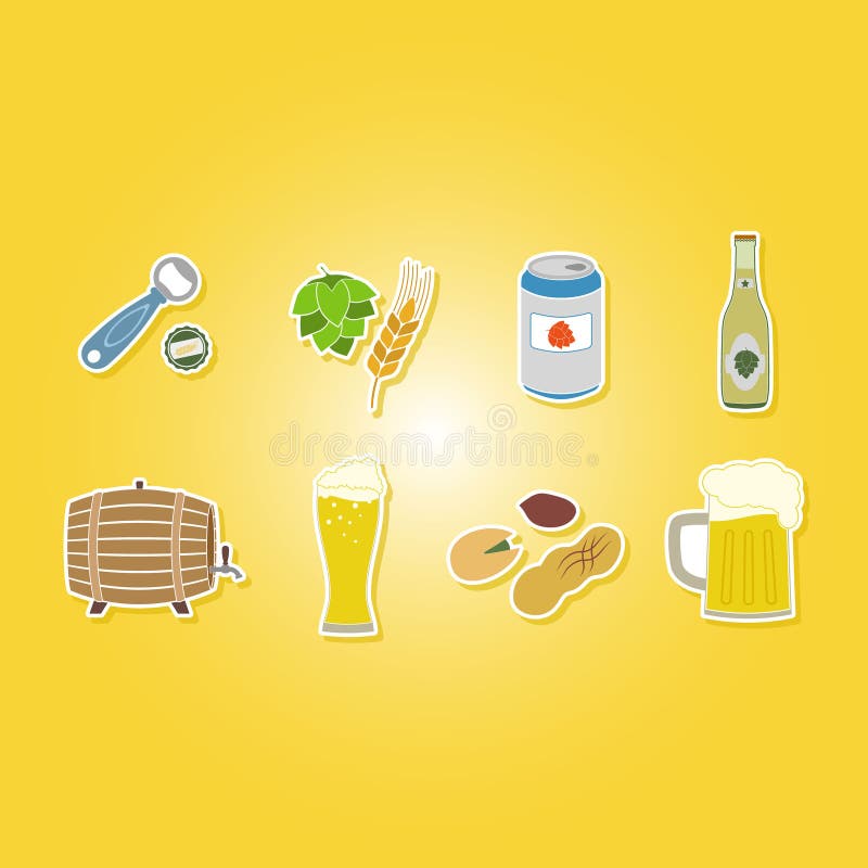 Color set with beer icons stock vector. Illustration of symbol - 75850296