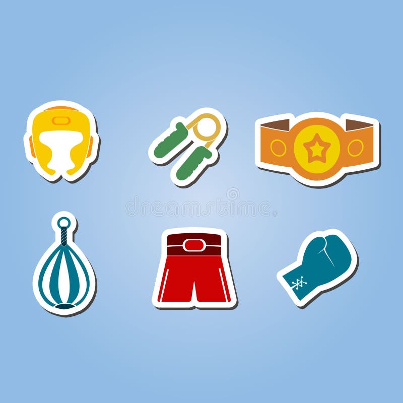 Color Set with Boxing Icons Stock Vector - Illustration of boxing ...