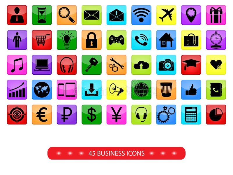 Color Set of Business Icons Editorial Photography - Illustration of ...