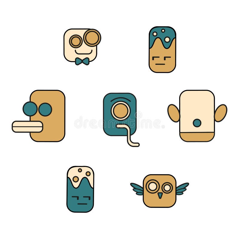 Color Set of Doodle Characters Stock Vector - Illustration of character ...