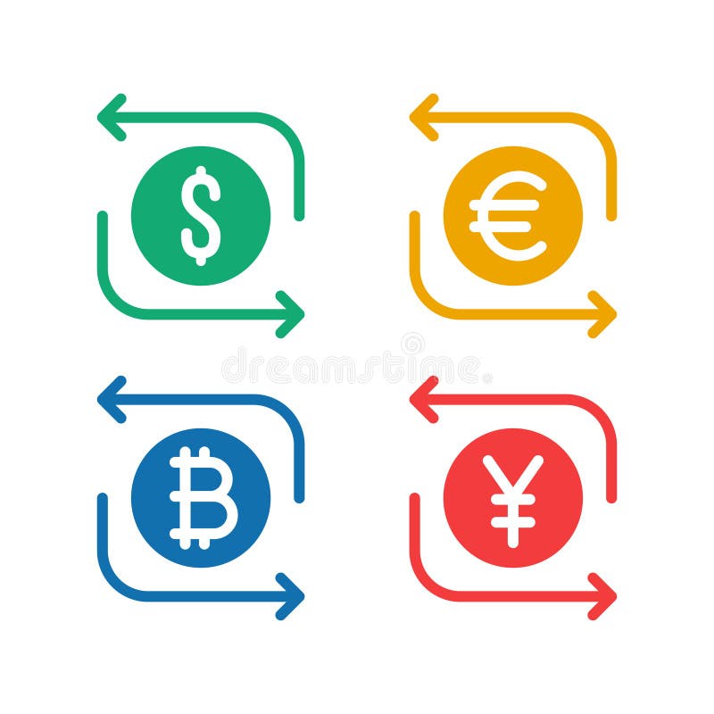 Color Set of Money Exchange or Remittance Icon Stock Illustration ...