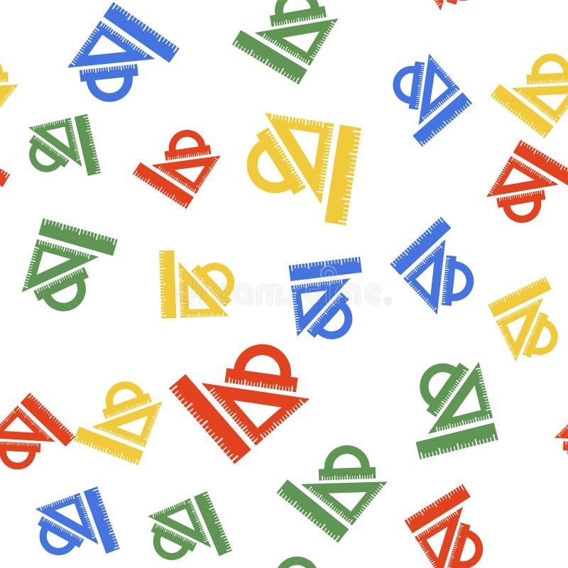 Color Set Ruler, Triangular Ruler and Protractor Icon Isolated Seamless ...