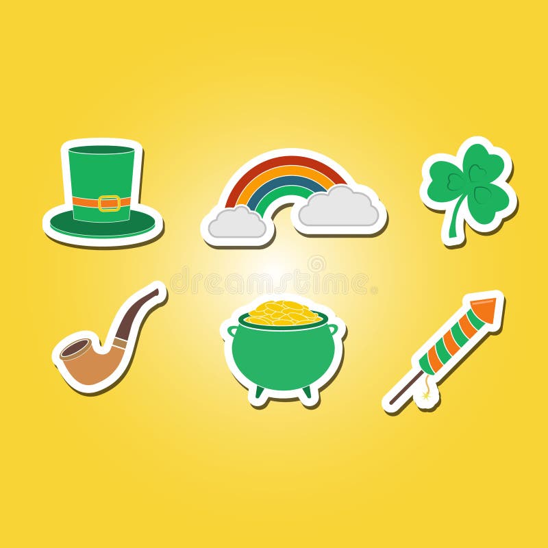 Color Set with Saint Patricks Day Icons Stock Vector - Illustration of ...