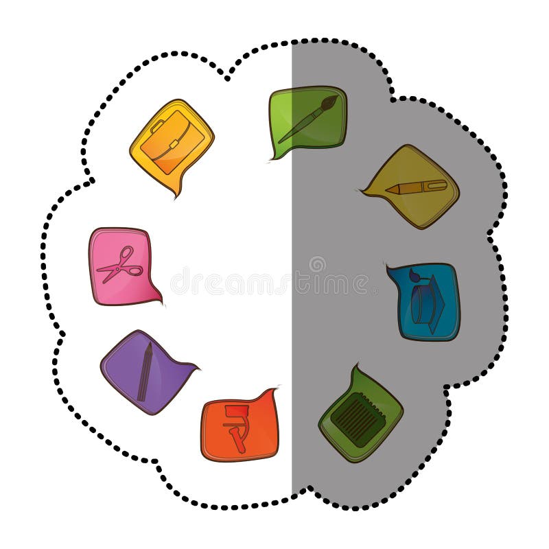 Color Set of Study Icons in Square Speech Stock Illustration ...