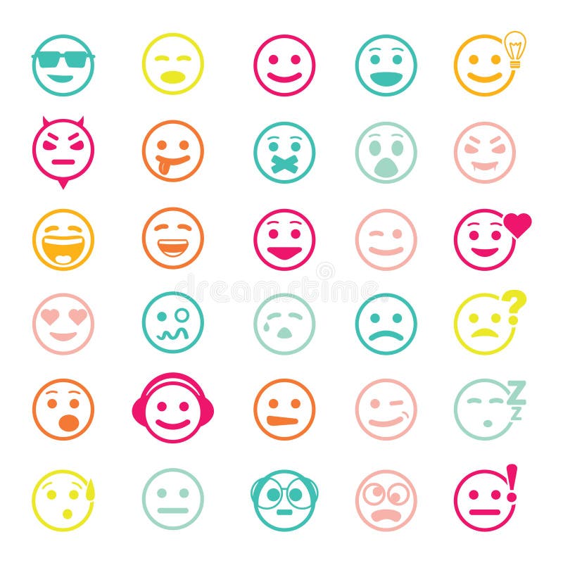 Vector Icons of Smiley Faces. Pixel Art. Stock Vector - Illustration of ...