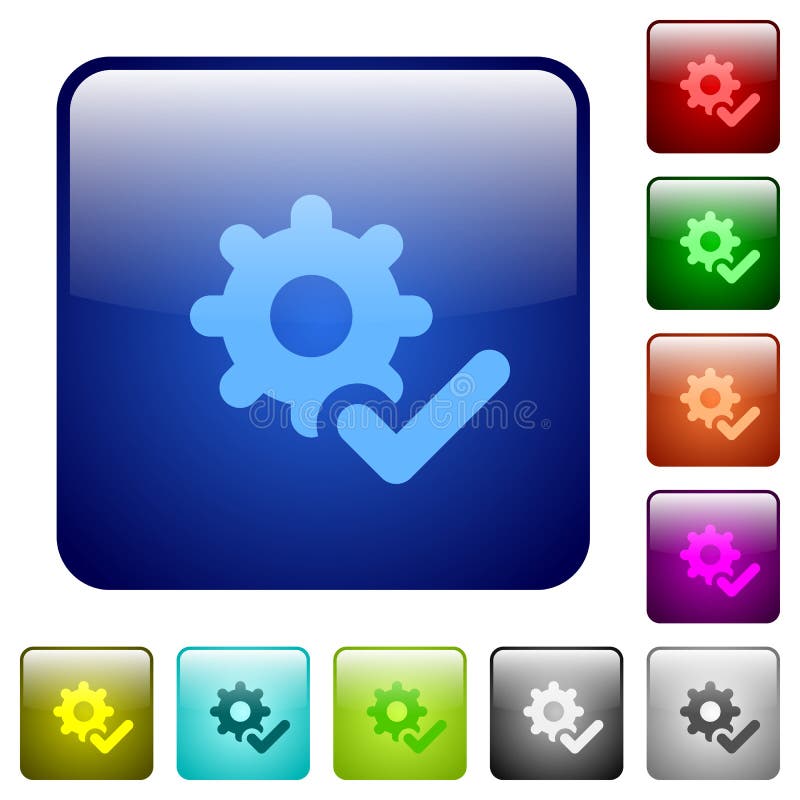 Color Settings Ok Square Buttons Stock Vector - Illustration of cyan ...