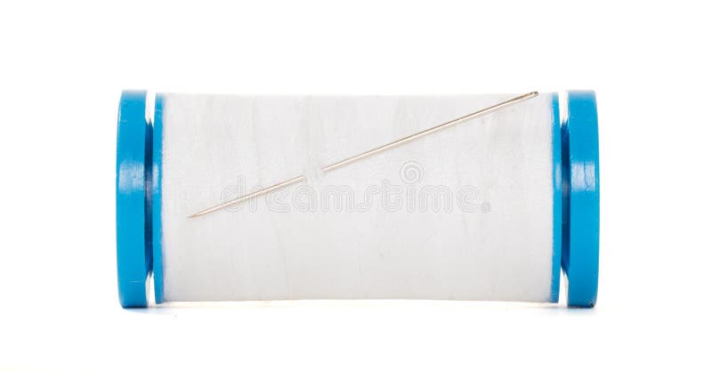 Color Sewing Thread with Needle Stock Photo - Image of craft, blue ...