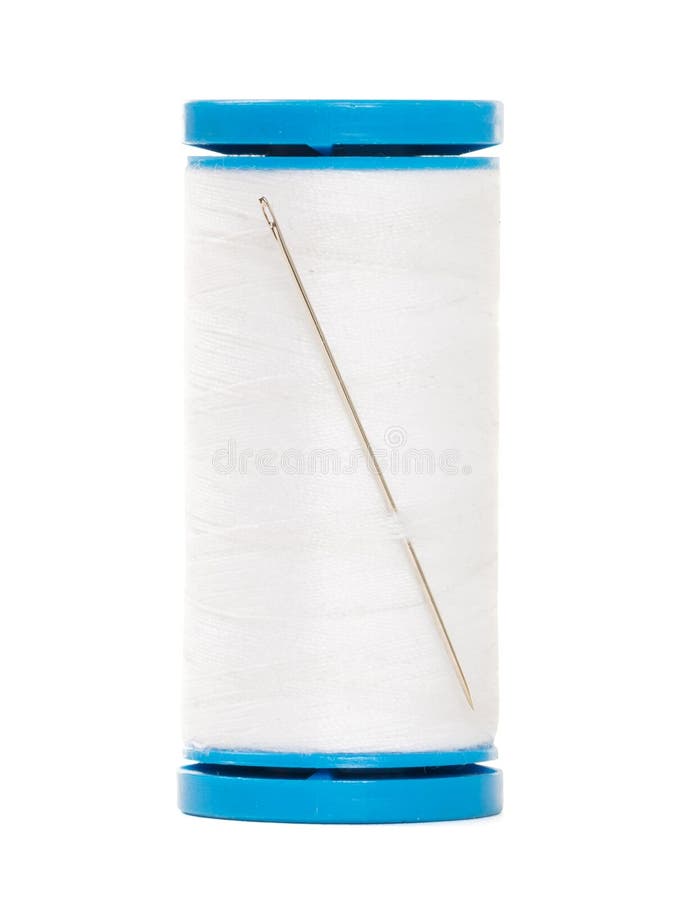 Color Sewing Thread with Needle Stock Photo - Image of craft, blue ...