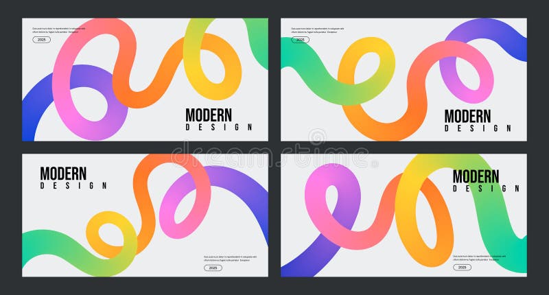 Colorful Layout Templates with Wavy Fluid Gradient Shape, Abstract ...