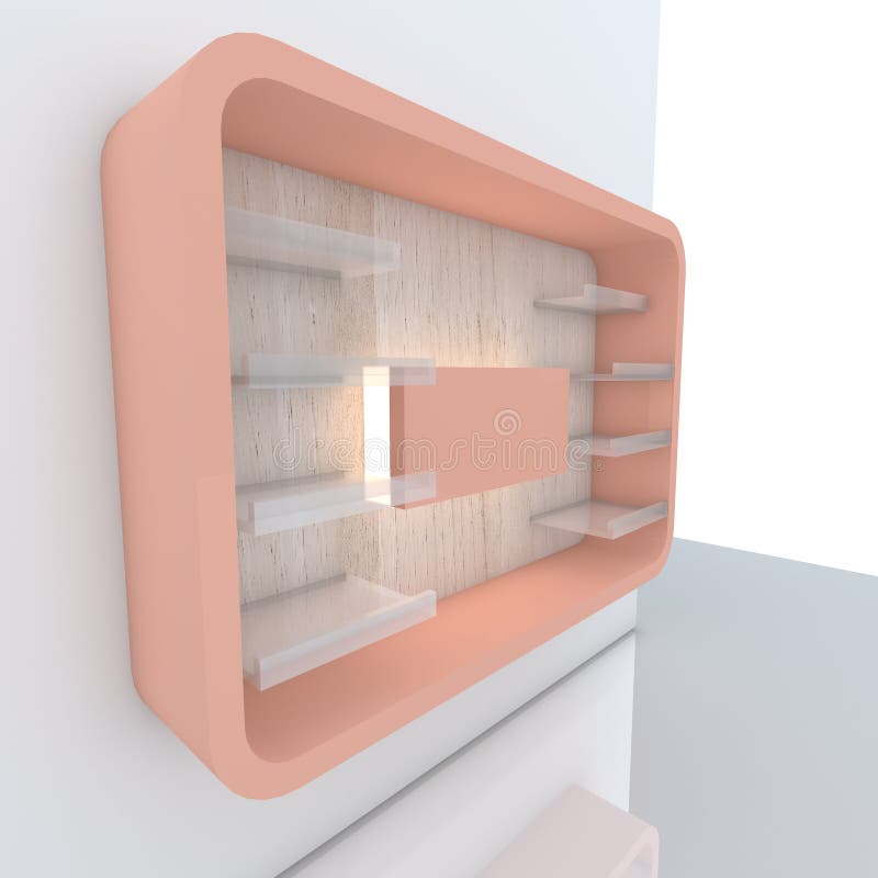 Color Shelf with White Wall Stock Illustration - Illustration of indoor ...