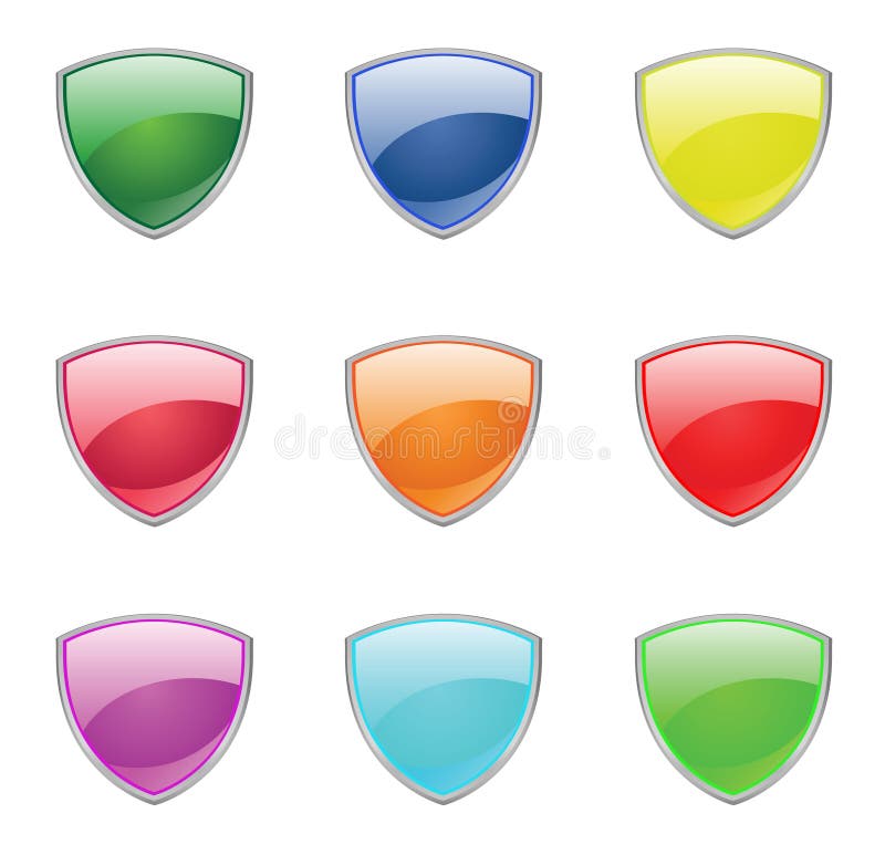 Glossy shield icons stock vector. Illustration of icons - 5985819