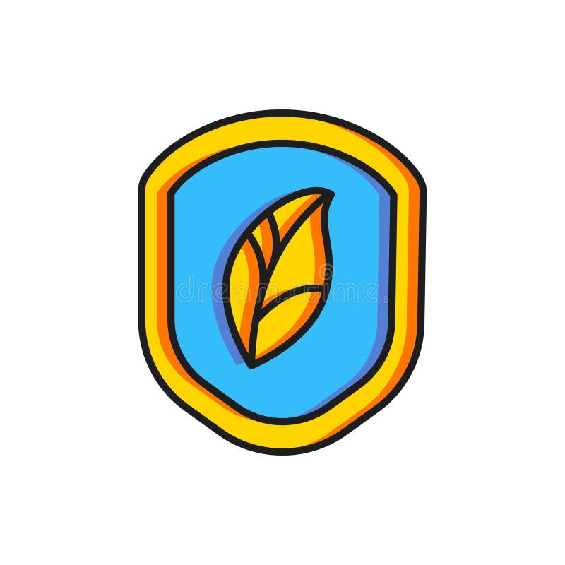 Color Shield with Leaf Icon Isolated on White Background. Eco-friendly ...