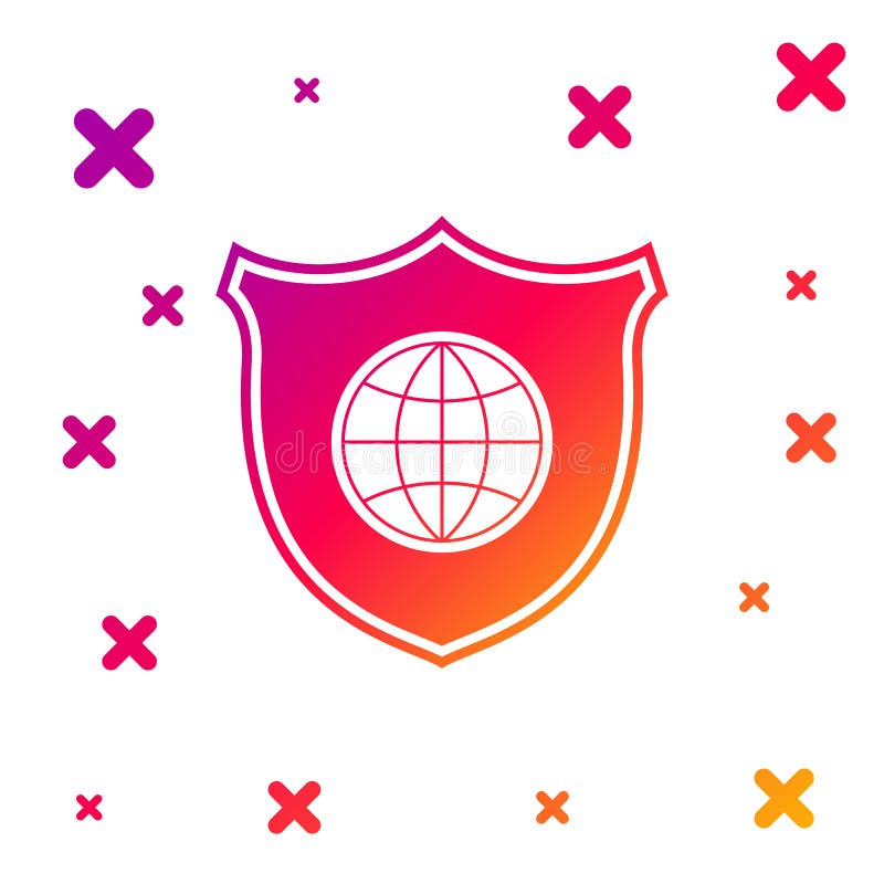 Color Shield with World Globe Icon Isolated on White Background ...