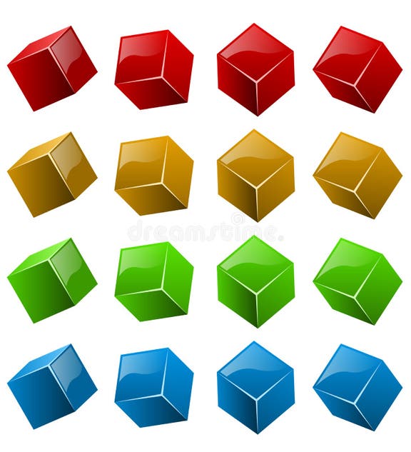 Color shiny 3D cubes stock vector. Illustration of three - 25708672