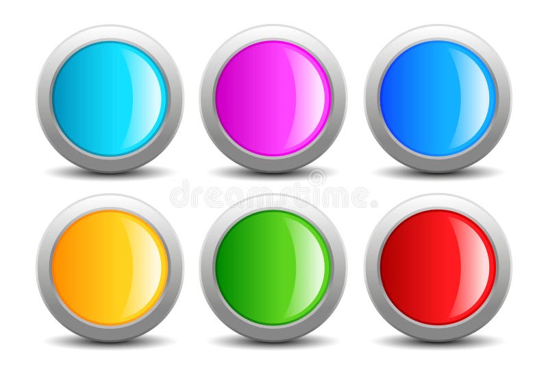 Color Shiny Buttons Set, Web Design Glass Elements Stock Vector ...