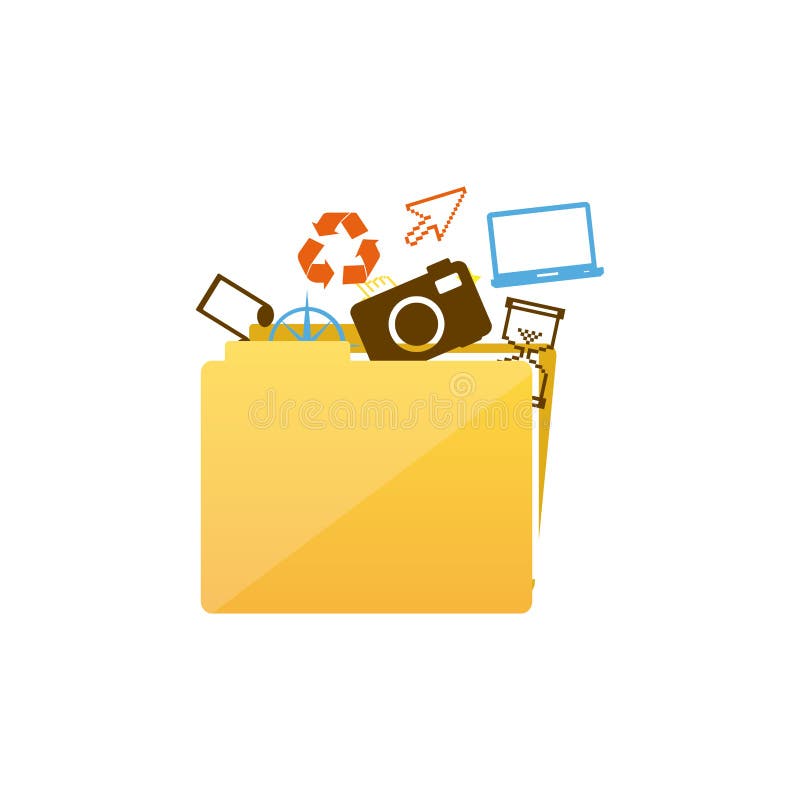 Color Silhouette of Folder with Personal Files Stock Illustration ...