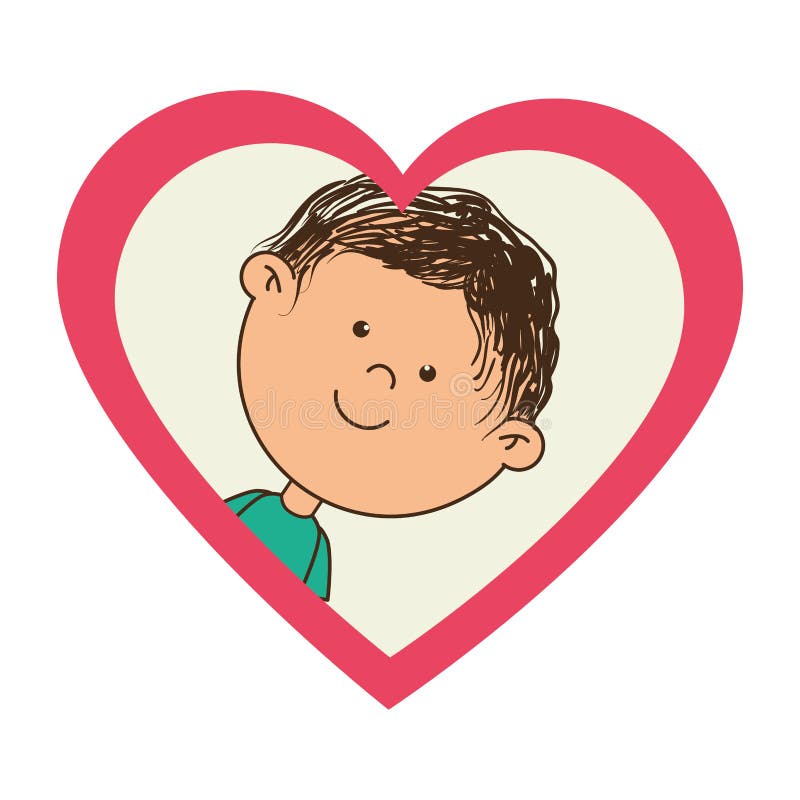 Color Silhouette with Him in Heart Frame Stock Vector - Illustration of ...