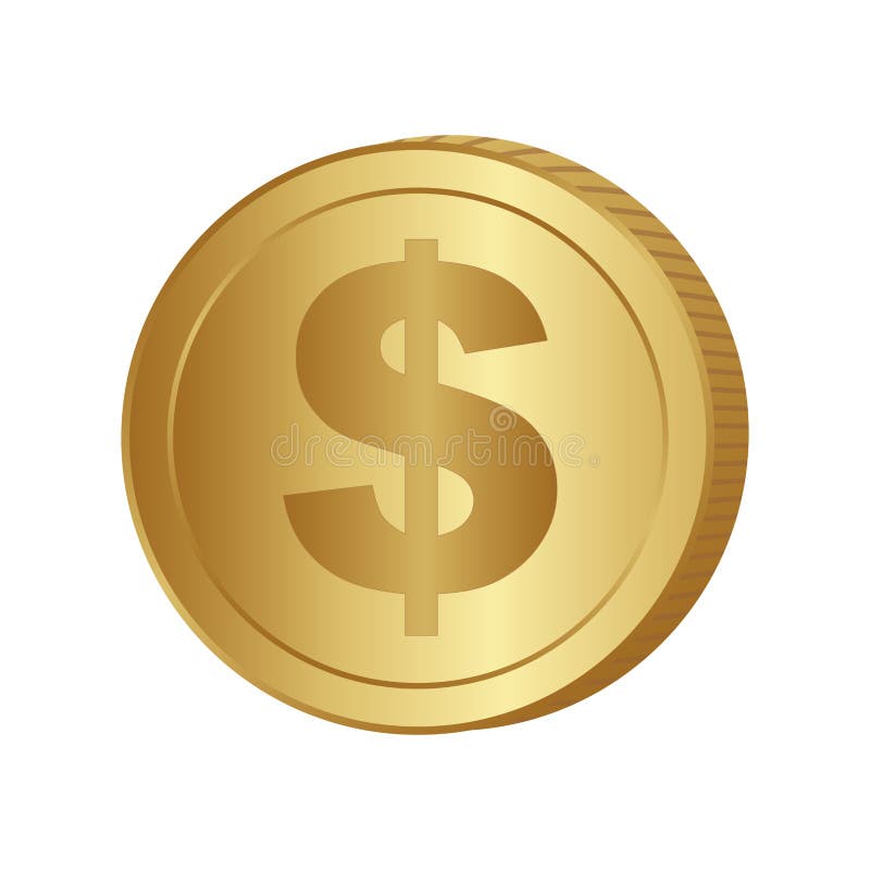 Color Silhouette with Icon Coin in Vertical Position Stock Illustration ...