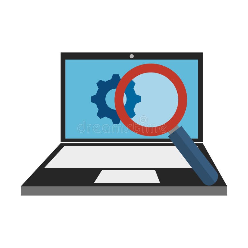 Color Silhouette with Laptop and Search Icon Stock Vector ...