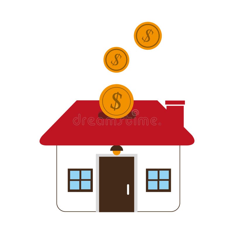 Color Silhouette with Money Box in Shape of Home Stock Vector ...