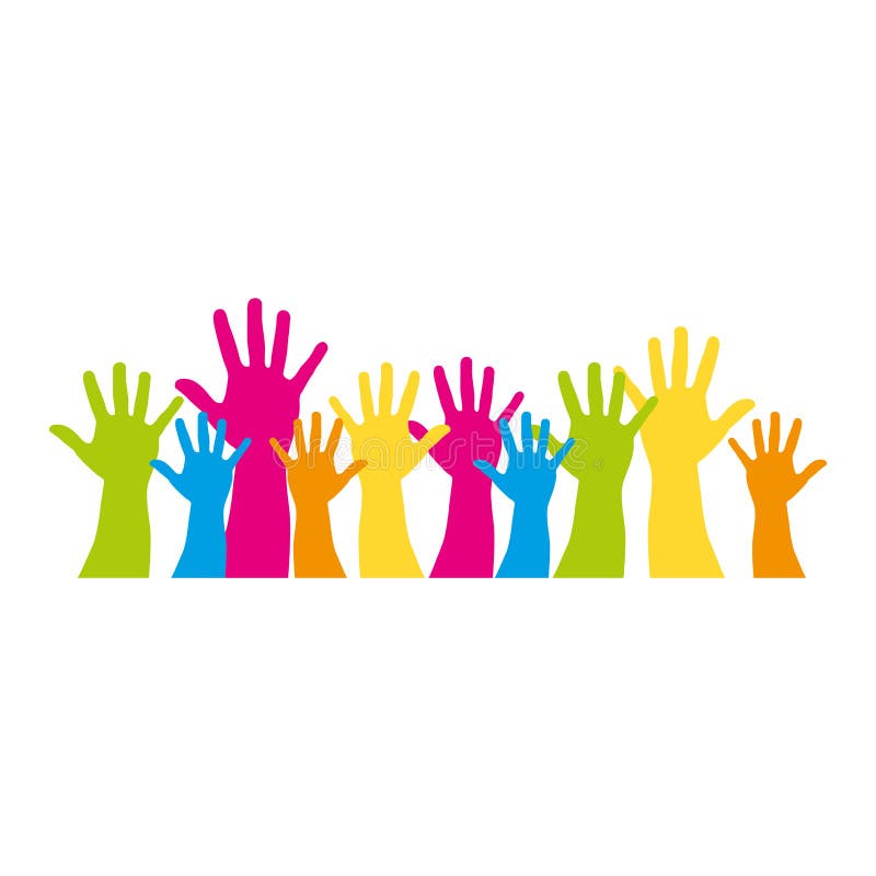 Color Silhouette with Multicolor Support Hands Stock Illustration ...