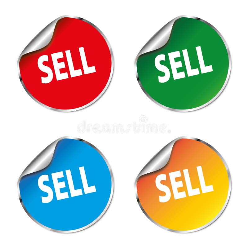 Sell Color Sticker Set Icon Stock Illustration - Illustration of ...